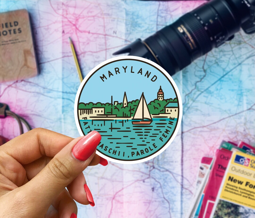 Maryland Travel Sticker, State Badge Souvenir, Maryland Suitcase Decal ...