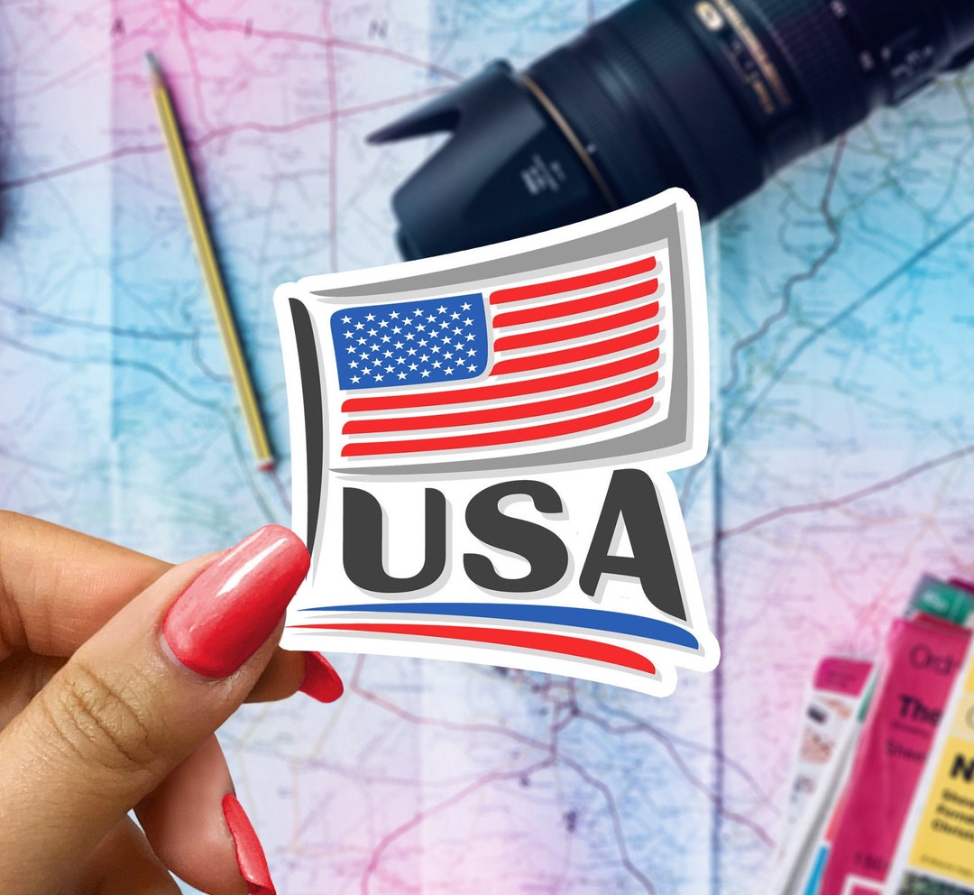 United States of America Flag Travel Sticker, Passport Souvenir ...