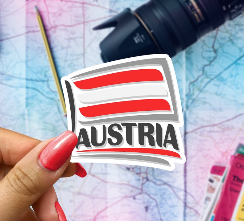 Austria Flag Travel Sticker, Passport Souvenir, Austrian Suitcase Decal ...
