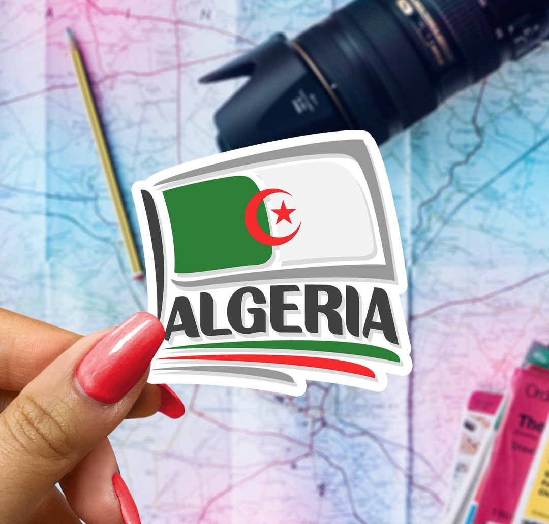 Algeria Flag Travel Sticker, Passport Souvenir, Algerian Suitcase Decal ...