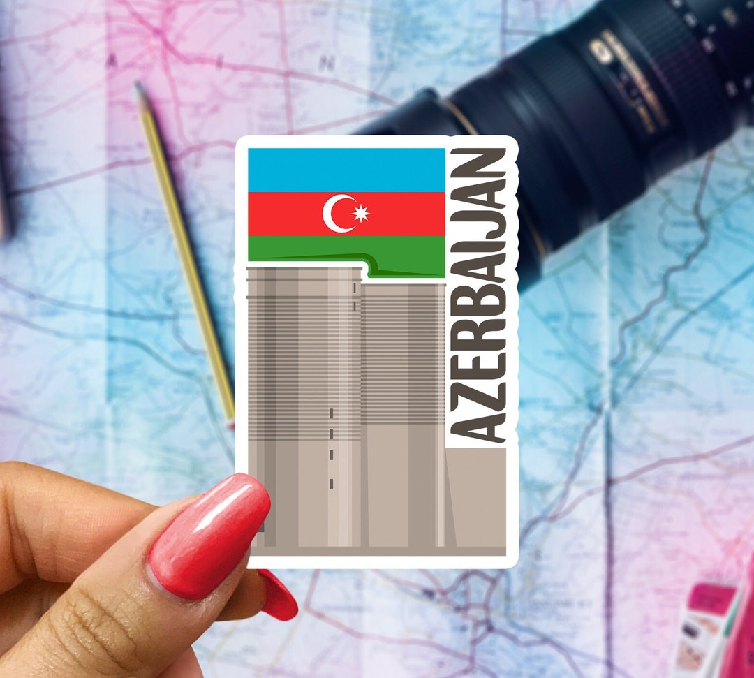 Azerbaijan Travel Sticker, Passport Souvenir, Azerbaijani Suitcase ...
