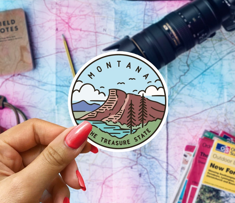 Montana Travel Sticker, State Badge Souvenir, Montana Suitcase Decal ...