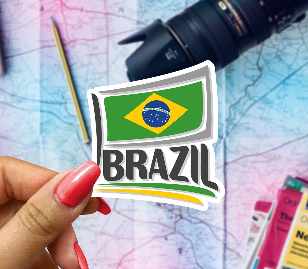 Brazil Flag Travel Sticker, Passport Souvenir, Brazilian Suitcase Decal ...