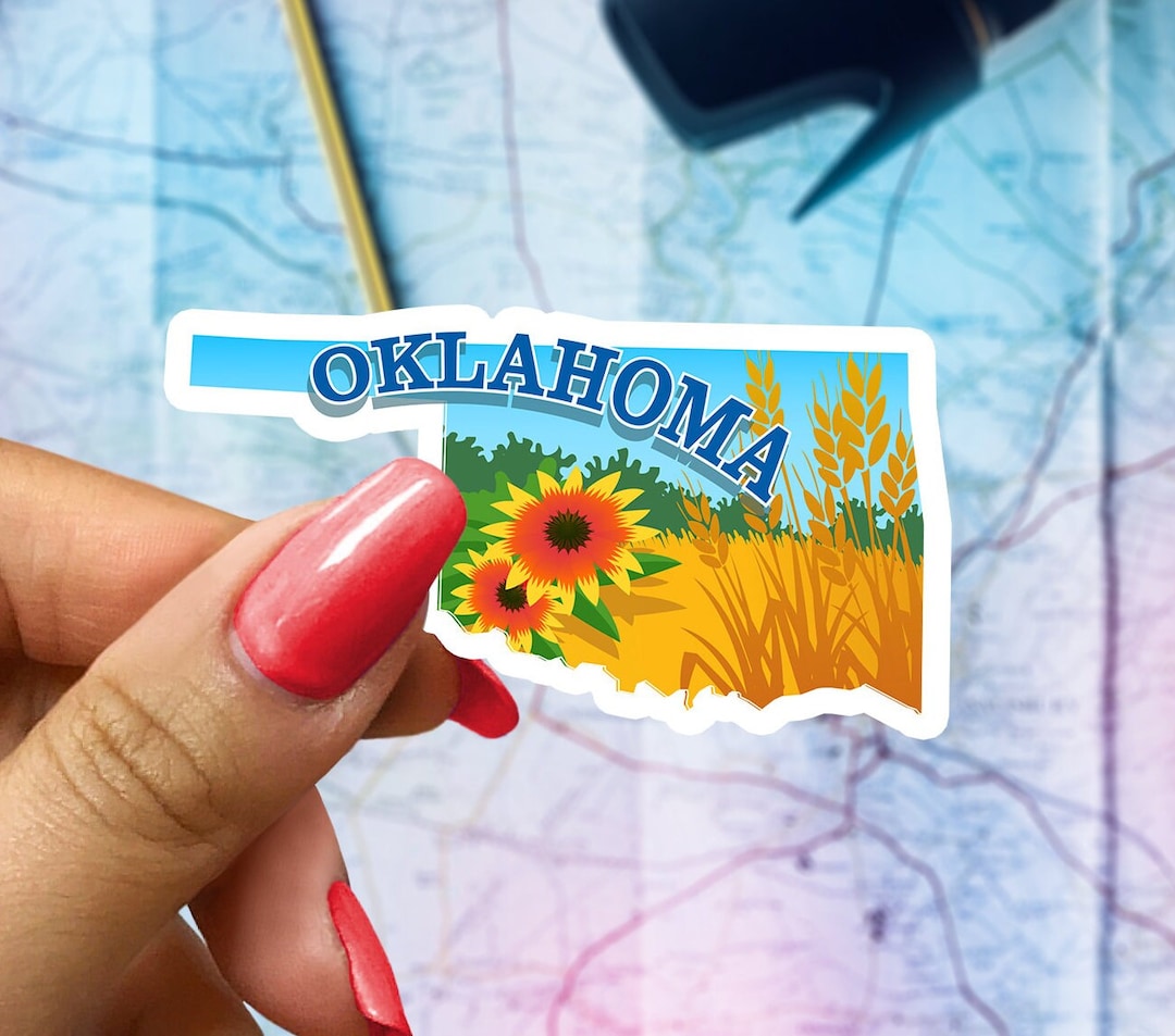 Oklahoma Travel Sticker, State Souvenir, Oklahoma Suitcase Decal ...