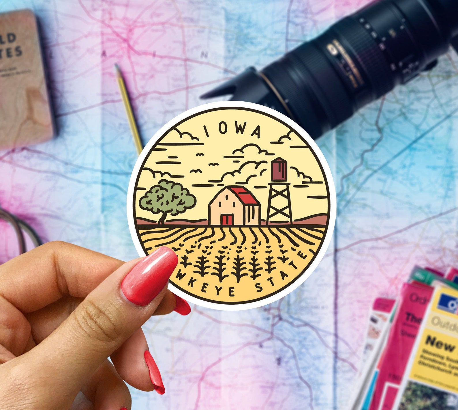 Iowa Travel Sticker State Badge Souvenir Iowa Suitcase - Etsy