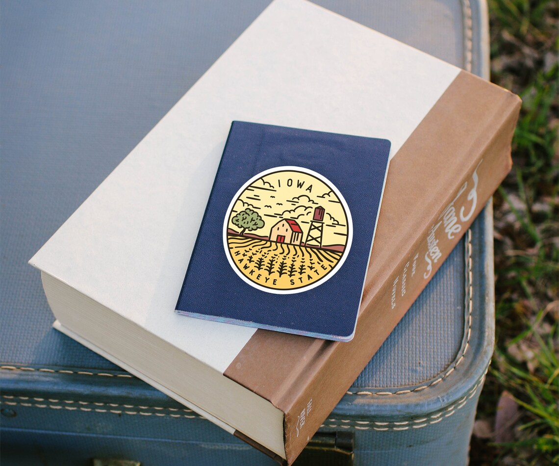 Iowa Travel Sticker, State Badge Souvenir, Iowa Suitcase Decal ...