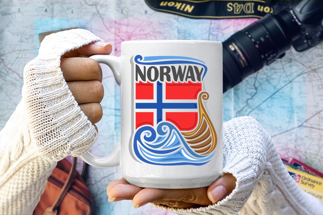Norwegian Inspired Travel Coffee Mug - Nordic Design, Norway Souvenir ...