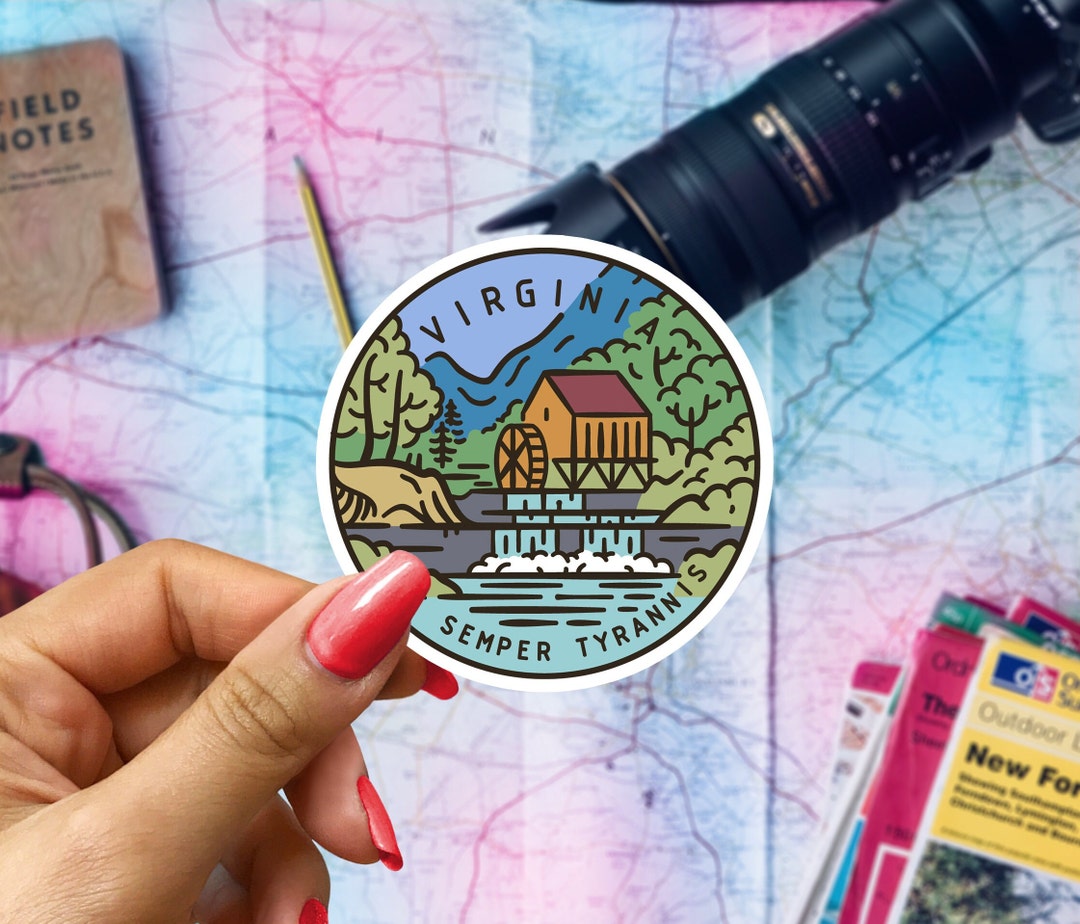 Virginia Travel Sticker, State Badge Souvenir, Virginia Suitcase Decal ...