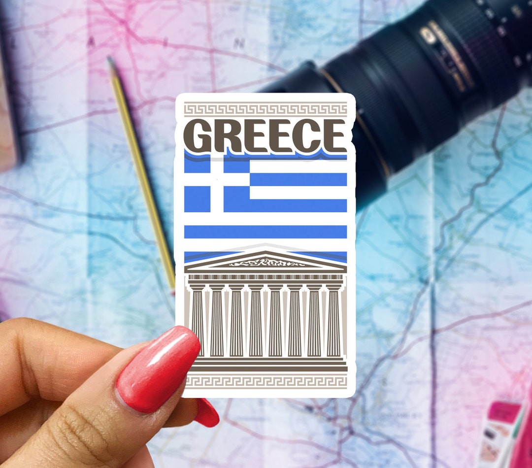 Greece Travel Sticker, Passport Souvenir, Greek Suitcase Decal ...