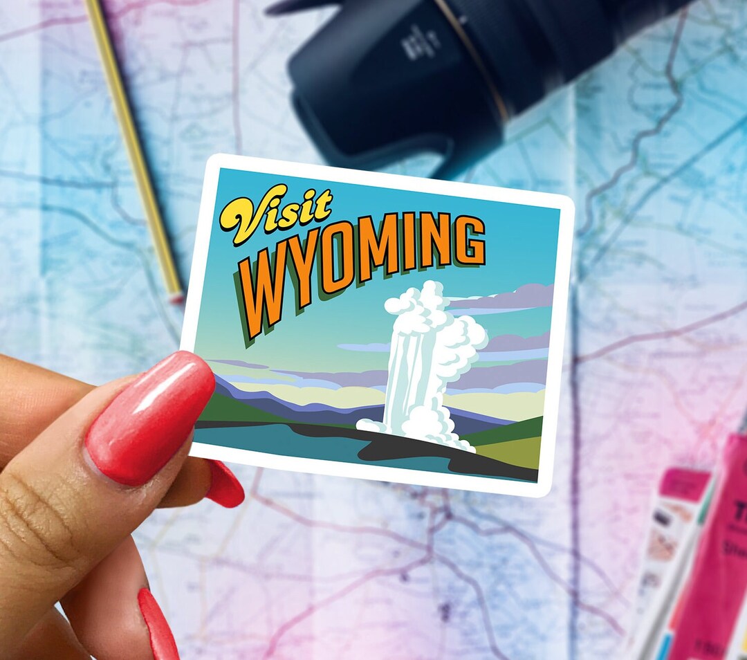 Wyoming Travel Sticker, State Souvenir, Wyoming Suitcase Decal ...