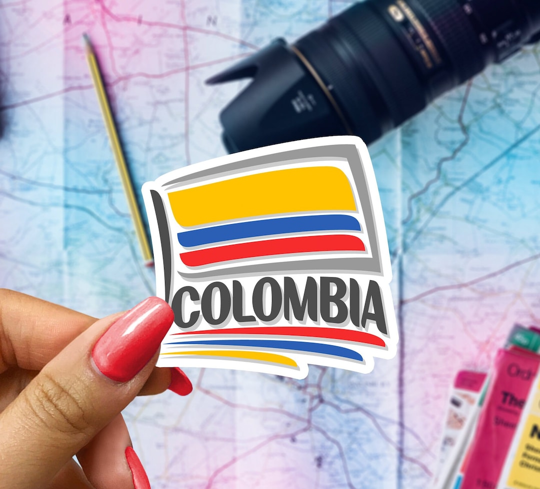 Colombia Flag Travel Sticker, Passport Souvenir, Colombian Suitcase ...