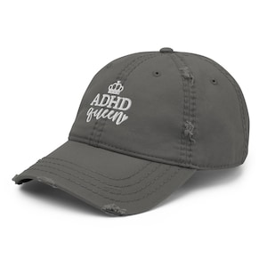 ADHD Queen Hat // Neurodivergent Cap, Distressed Dad Hat, Embroidered ...