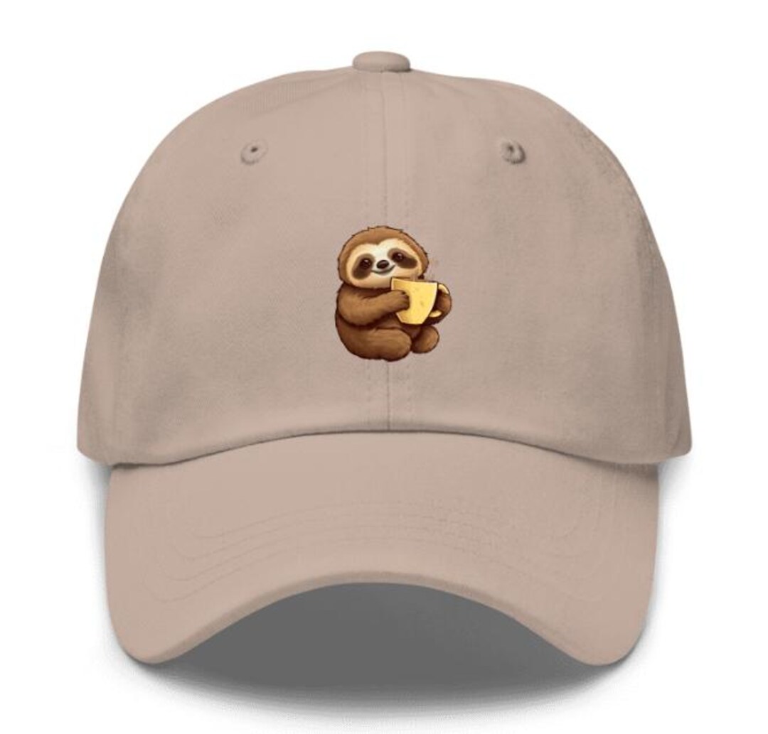 Caffeinated Sloth Embroidered Hat // Adjustable Strap Back, Adult ...