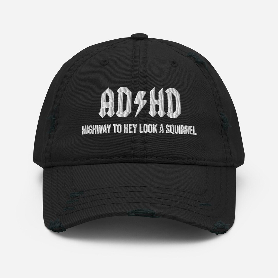 ADHD Hat // Distressed Dad Hat, AC/DC Rock Band, Neurodivergent Gift ...