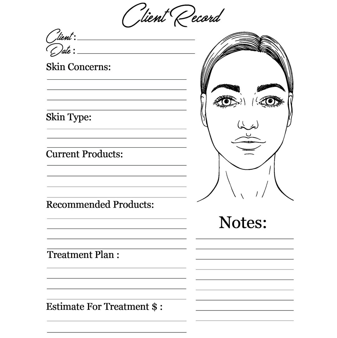 Esthetician Client Record, Digital Clickable Esthetician Planner, Good ...