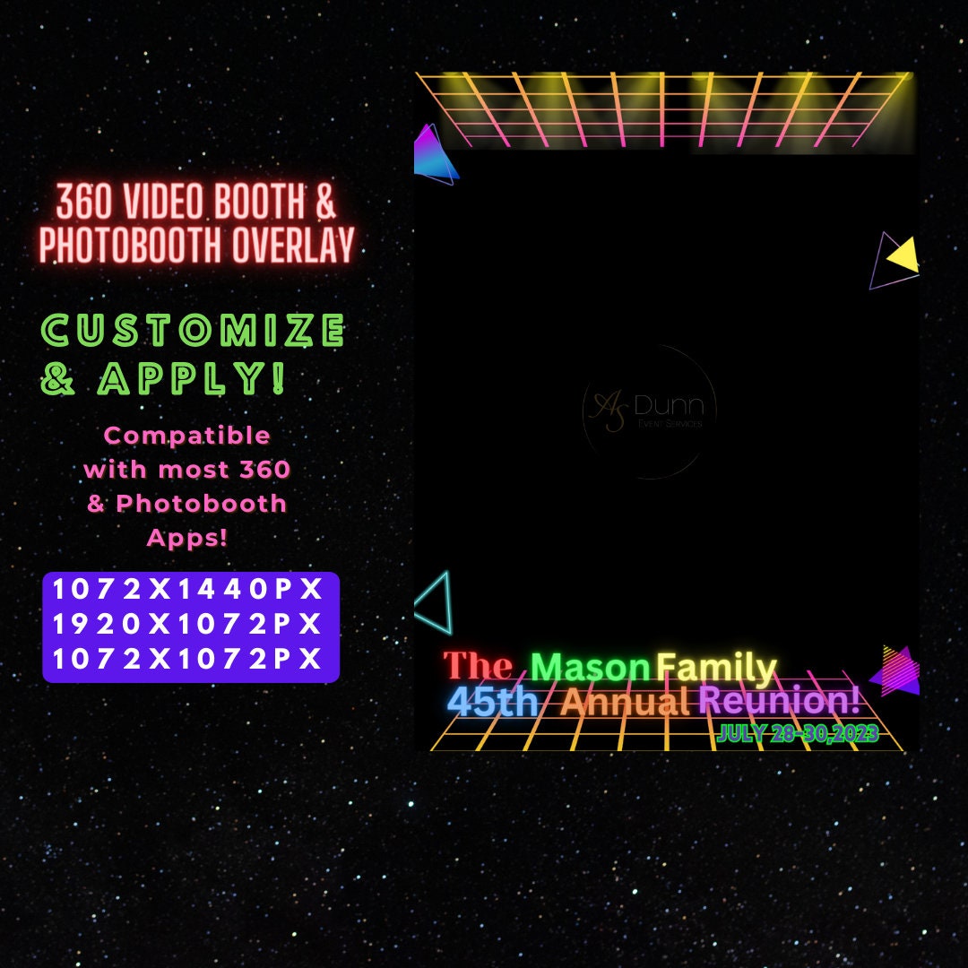 Customizable 360 Video Booth & Photo Booth Retro 90's Themed Overlay - Etsy