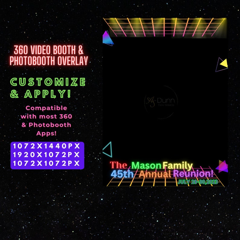 Customizable 360 Video Booth & Photo Booth Retro 90's Themed Overlay - Etsy