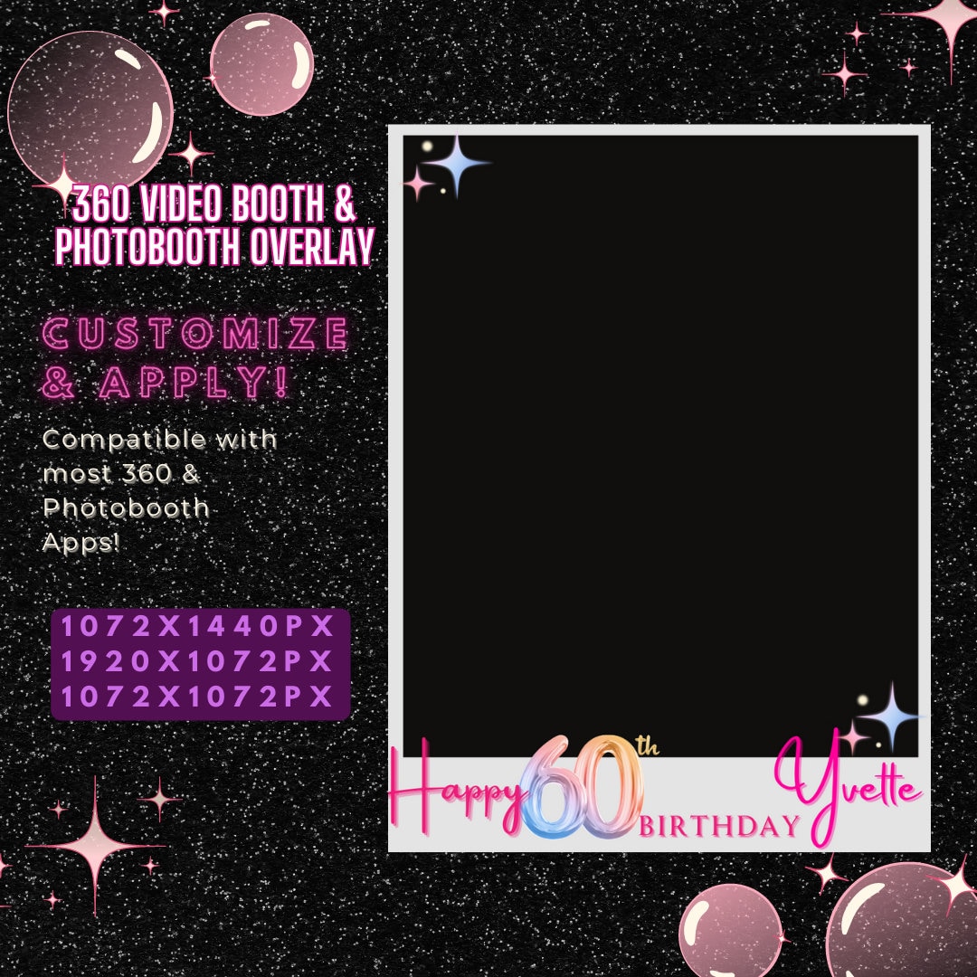 Customizable 360 Video Booth & Photo Booth Birthday Overlay - Etsy