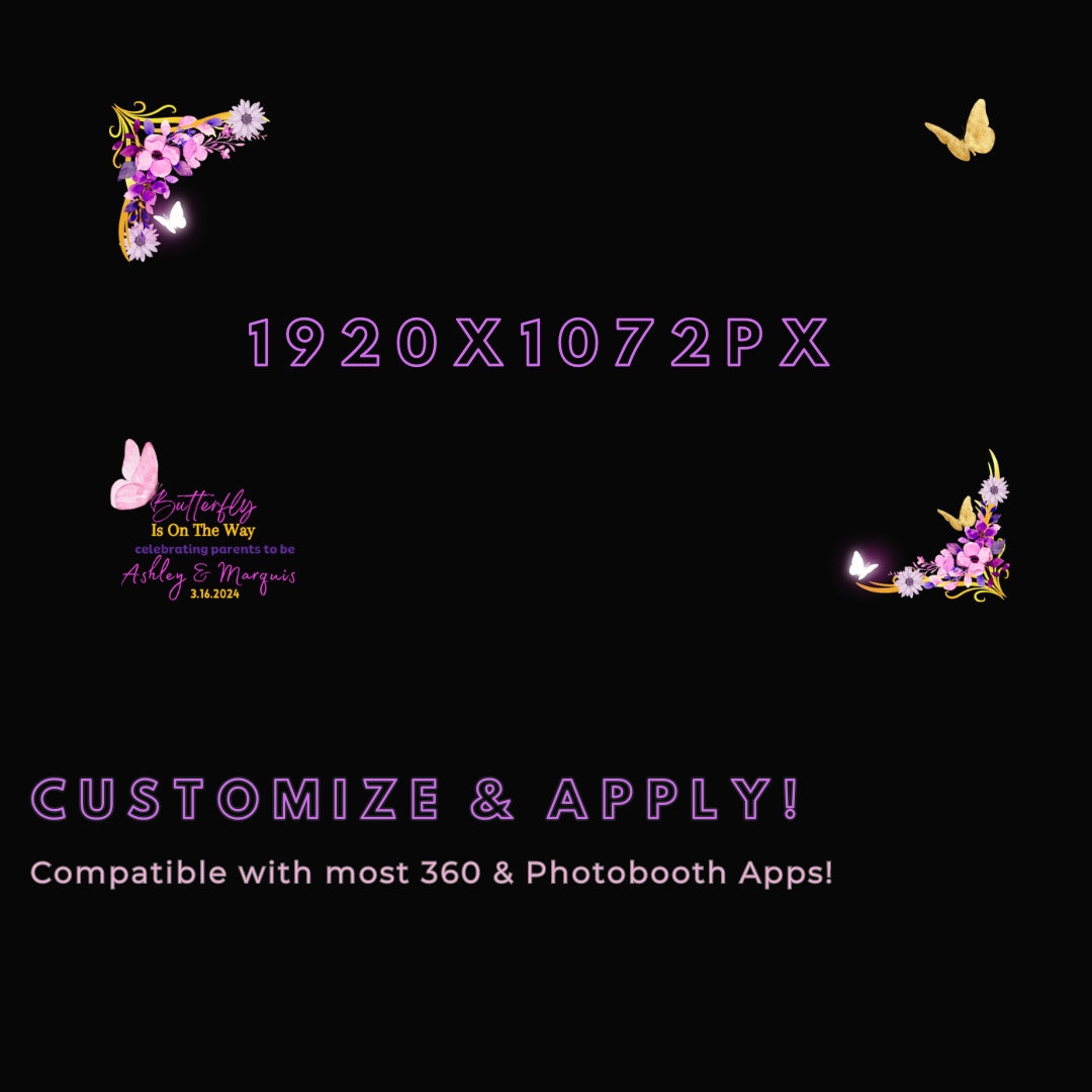 Customizable 360 Video Booth Butterfly Themed Overlay - Etsy