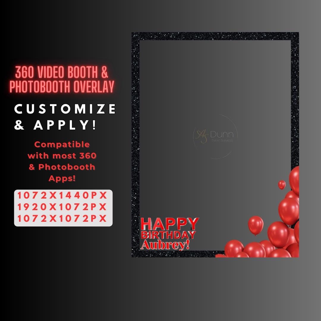 Customizable 360 Video Booth Black & Red Glam Themed Overlay - Etsy