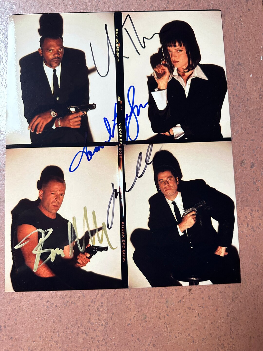 Original Autograph From Pulp Fiction Signed by Bruce Willis Uma Thurman ...