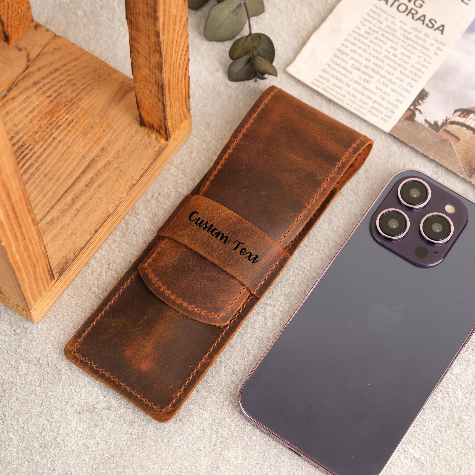 Personalized Pen Holder, Leather Pen Holder, Engraved Pen Case ...