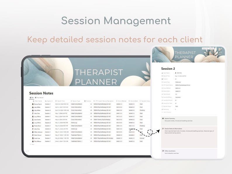 Notion Therapist Planner | Client Tracker, Session Notes, Therapy ...