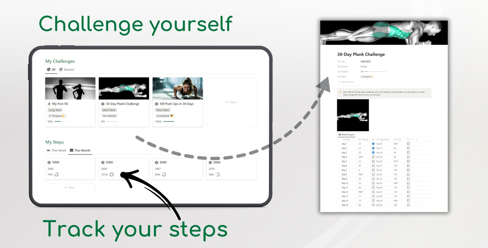 Notion Template Fitness Planner, Workout Tracker, Fitness Tracker ...