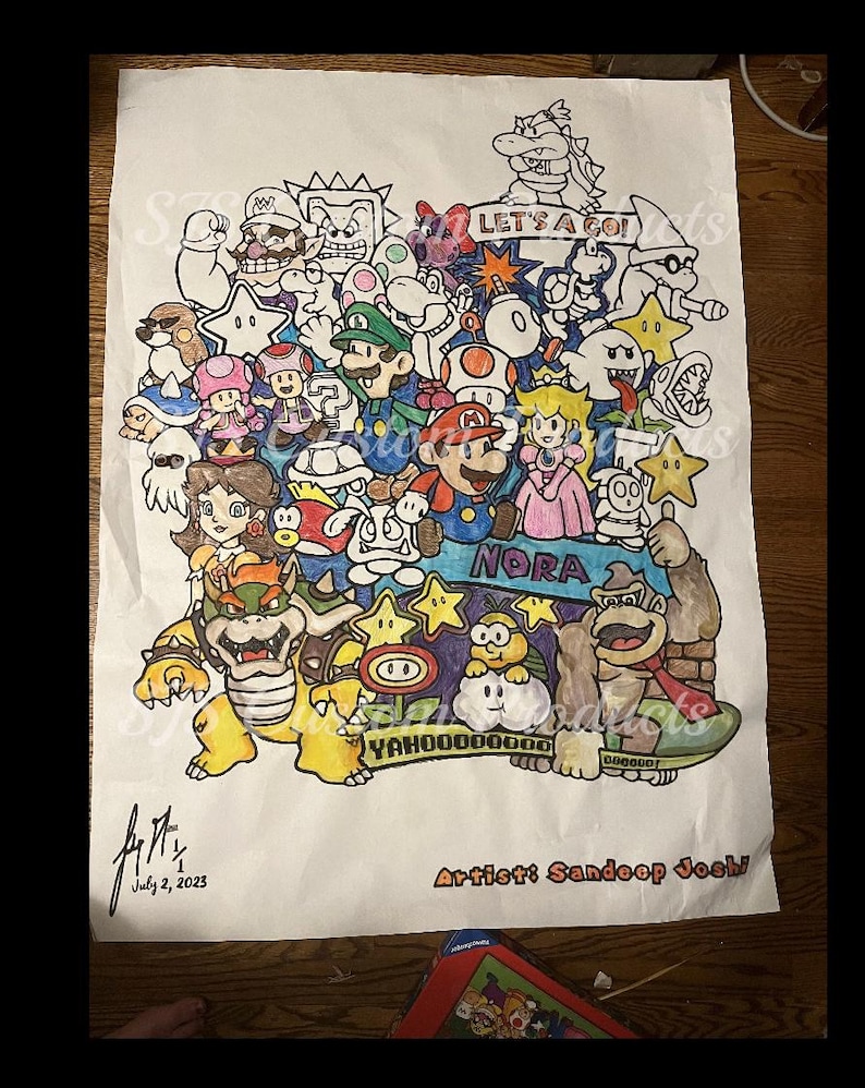 5-personalized Super Mario Coloring Pages - Etsy