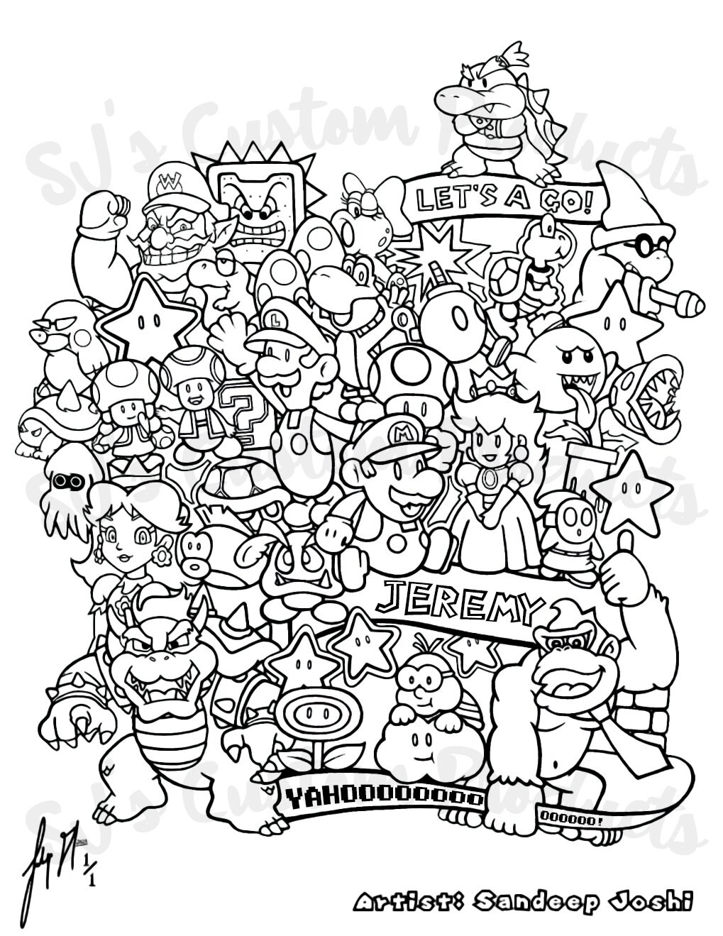 Personalized Hand Designed Super Mario Coloring Page2 Bonus Mystery ...