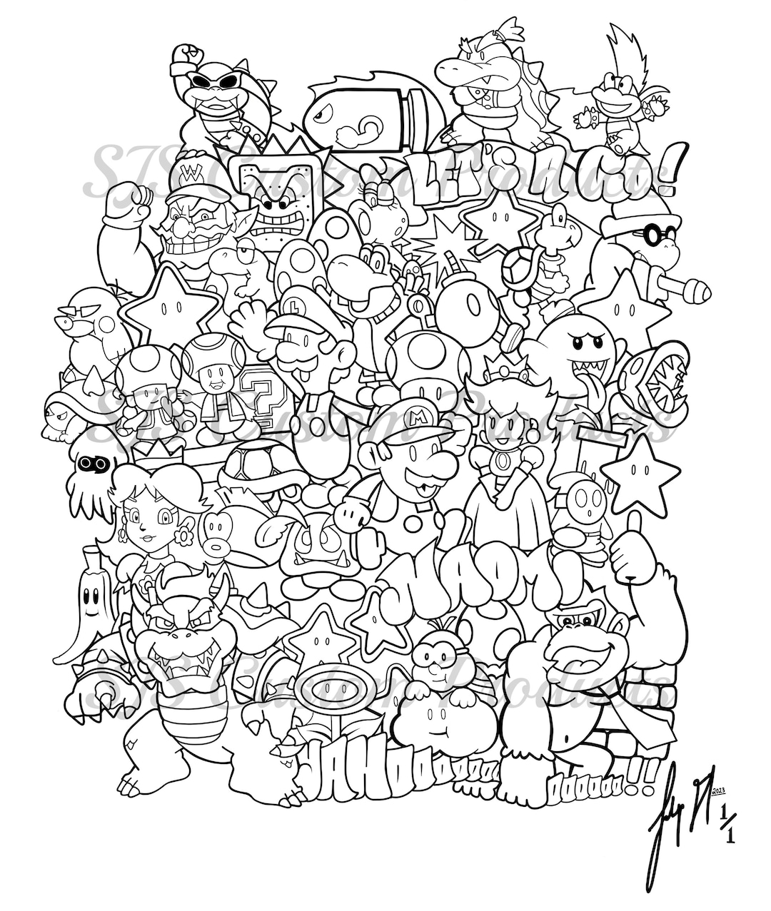 5-personalized Super Mario Coloring Pages - Etsy