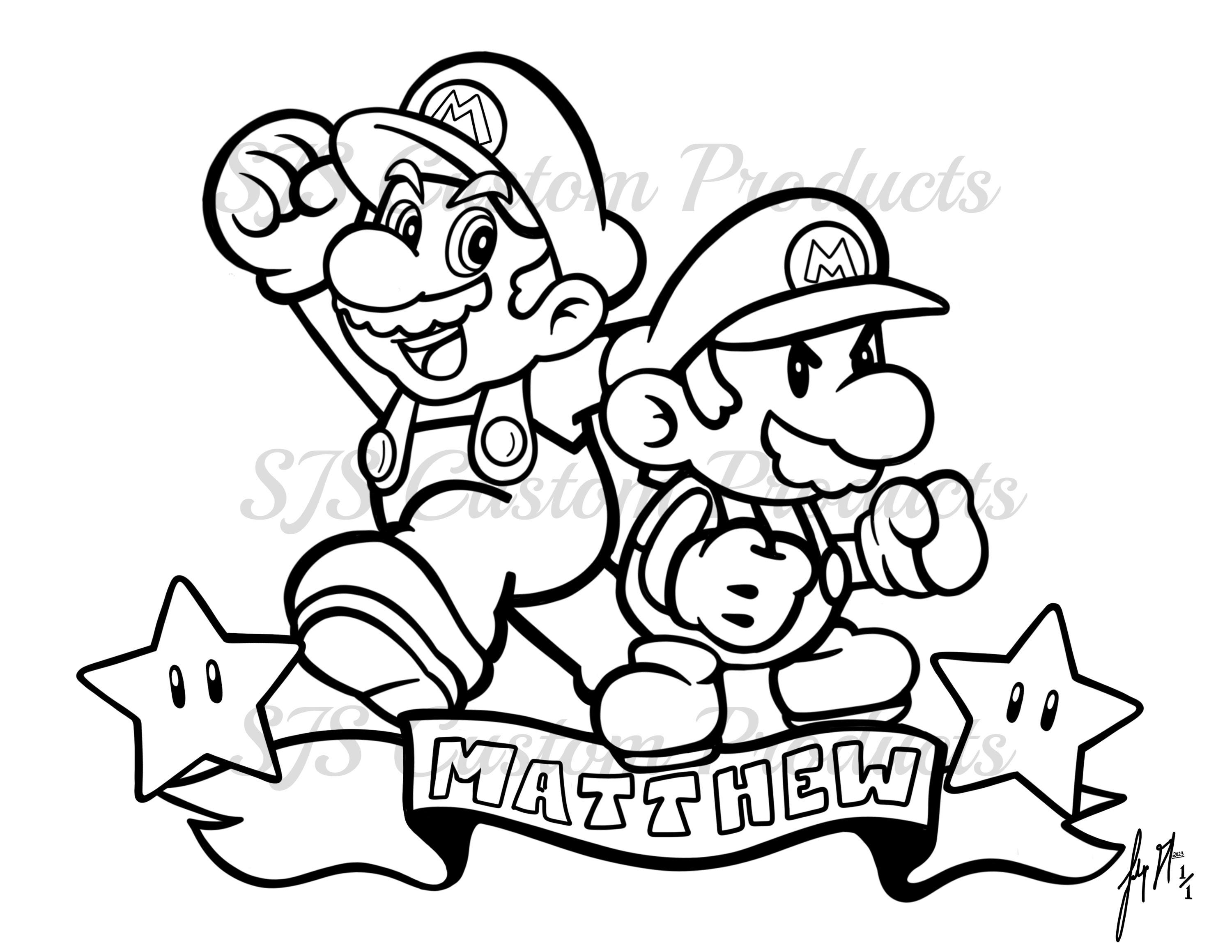 5-personalized Super Mario Coloring Pages - Etsy