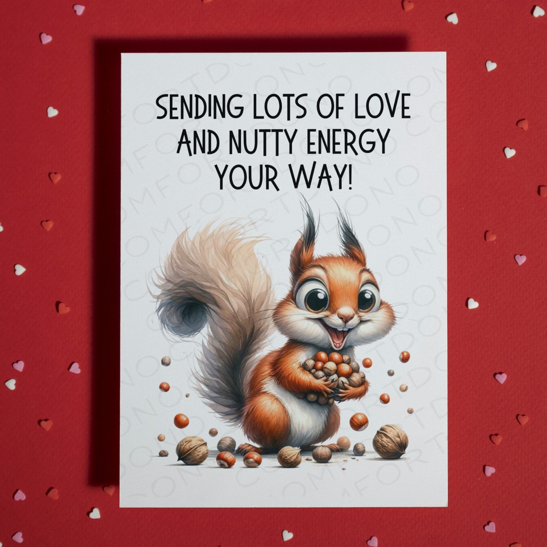 Funny Get Well Card: Squirrel Watercolor, Nutty Energy - Etsy