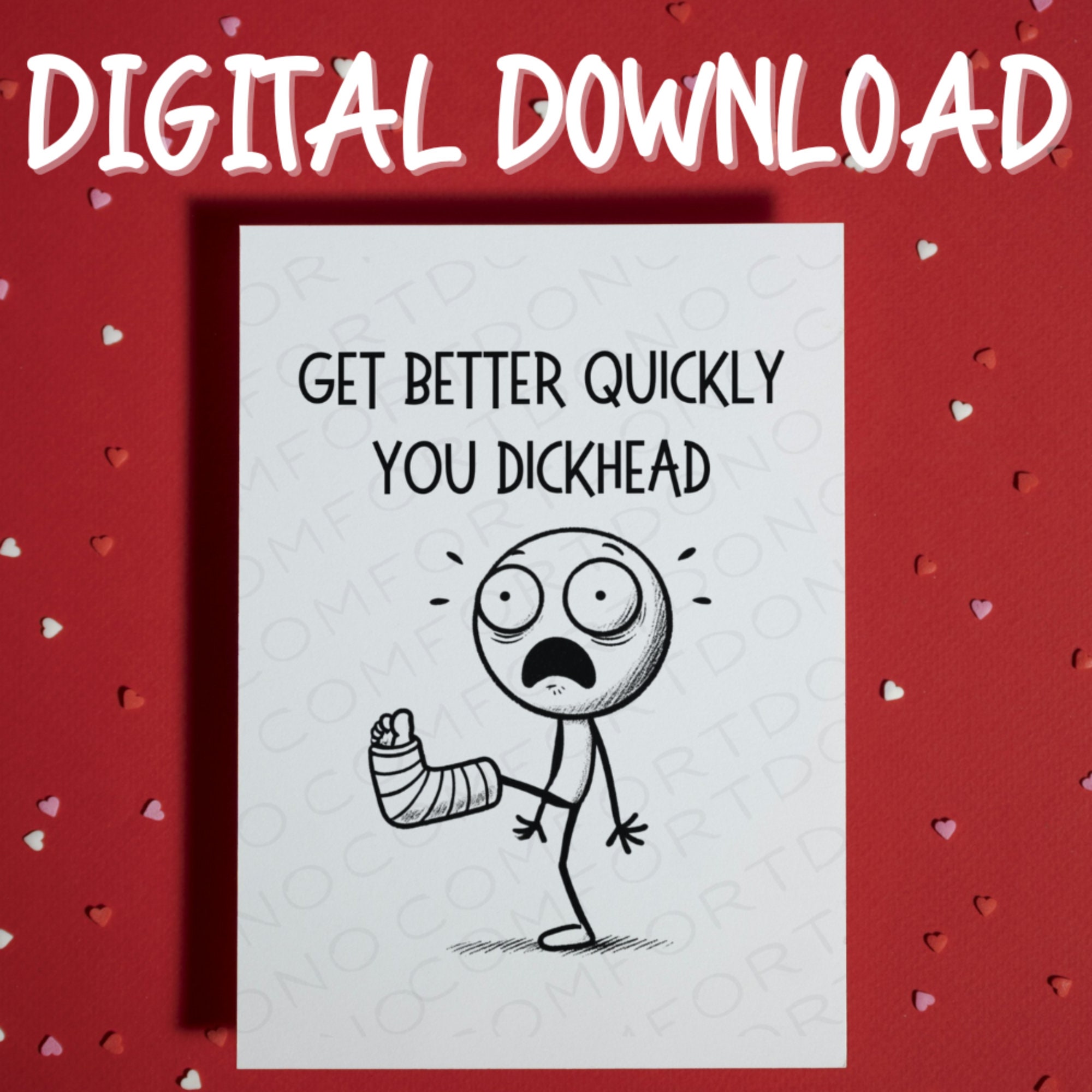 Funny Broken Leg Ankle Get Better Gift Printable Card Digital Download ...