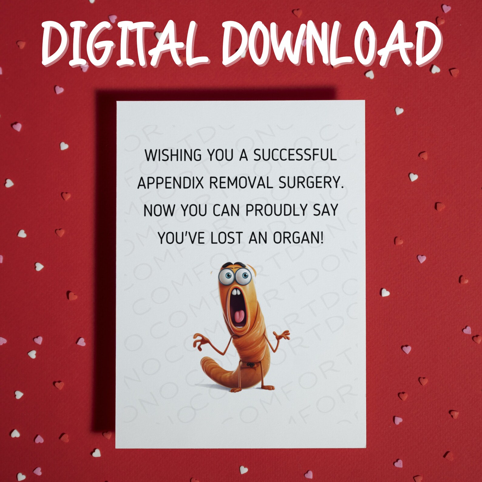 Funny Appendectomy Get Well Card: Appendix Removal Gift (digital ...