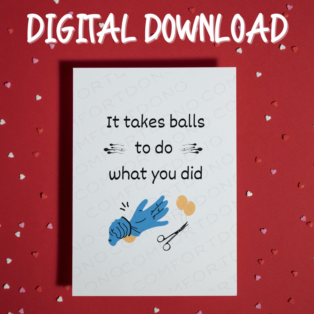 Funny Vasectomy Card: Congrats Husband, Get Well Gift (digital Download ...