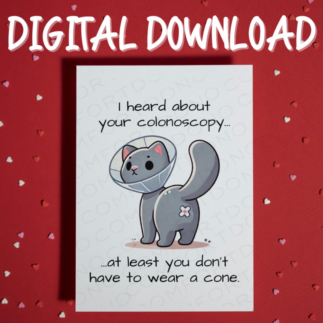 Funny Colonoscopy Cat Card: Get Well Gift (digital Download) - Etsy