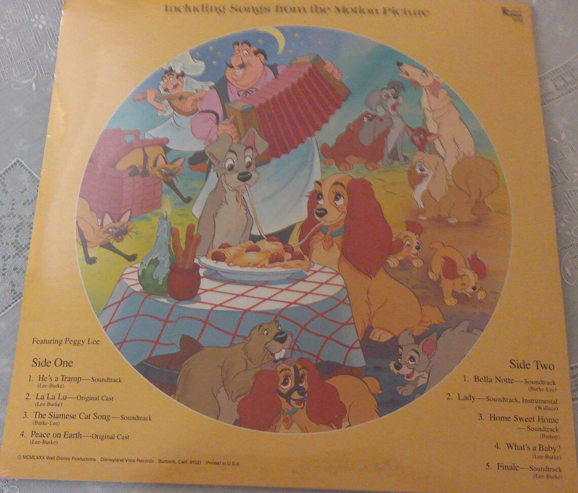 Walt Disney's Lady and the Tramp Picture Disc 1980 - Etsy