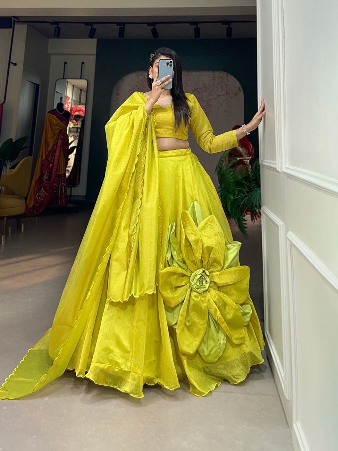 Handmade Flower Lehenga in 5 Different Colours - Etsy