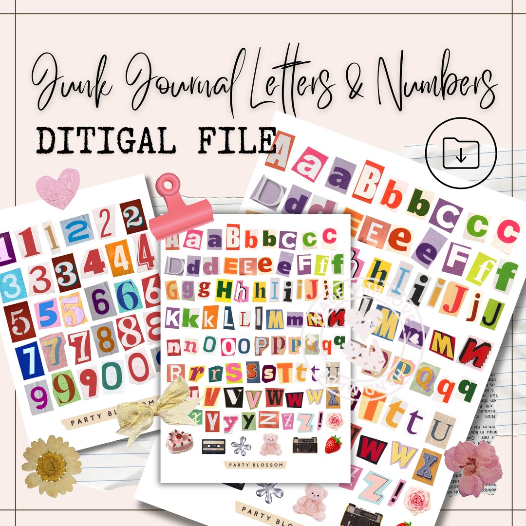 DIGITAL FILE Magazine Cutout Letter Number Junk Journal Scrapbook Craft ...