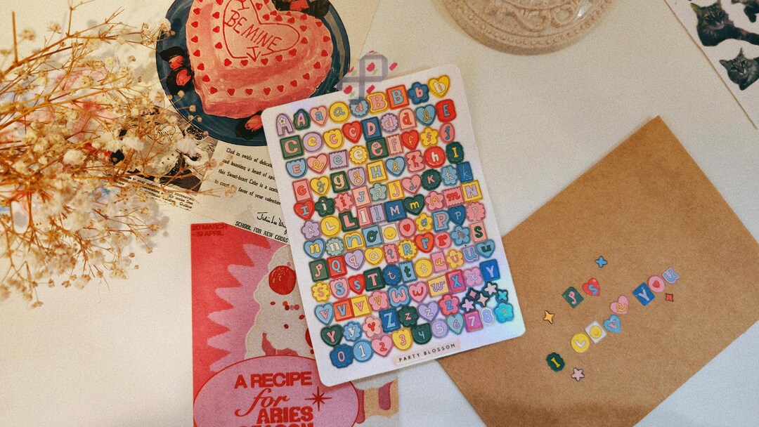 Cartoon Letter Sticker Sheet | Premium Waterproof | Magazine Scrapbook ...