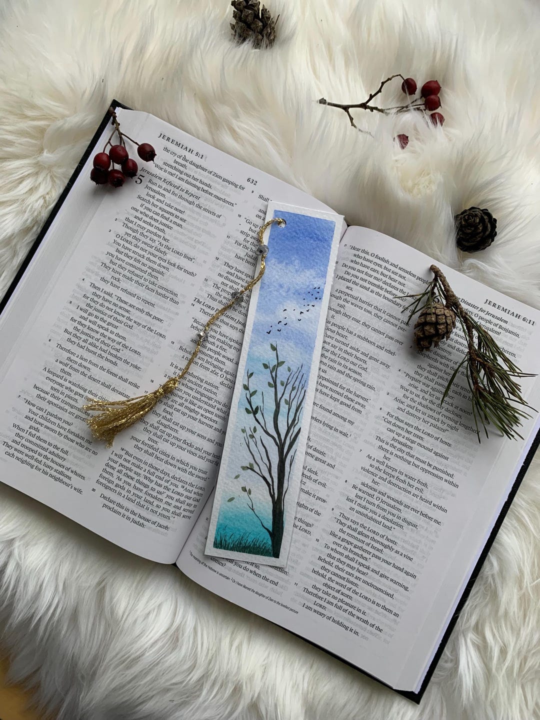 Handmade Watercolor Landscape Bookmarks With Tassel - Etsy