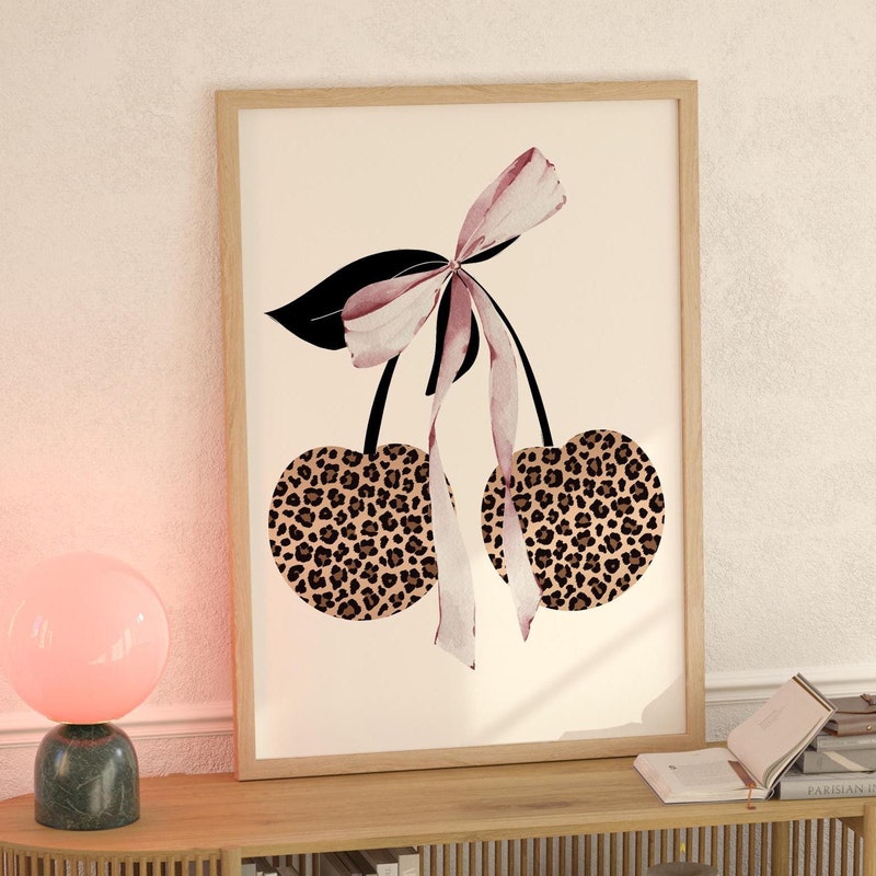 Cherry and Cheetah Wall Art - Etsy
