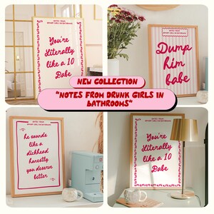 Funny Dump Him Hot Pink Girly Wall Art Digital Print for Bedroom ...