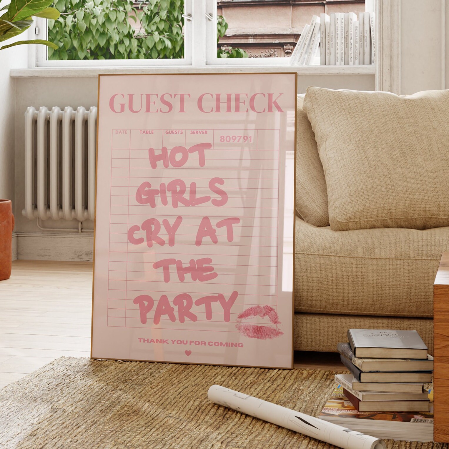 Printable Hot Girl Wall Art Guest Check Print Pink Trendy - Etsy