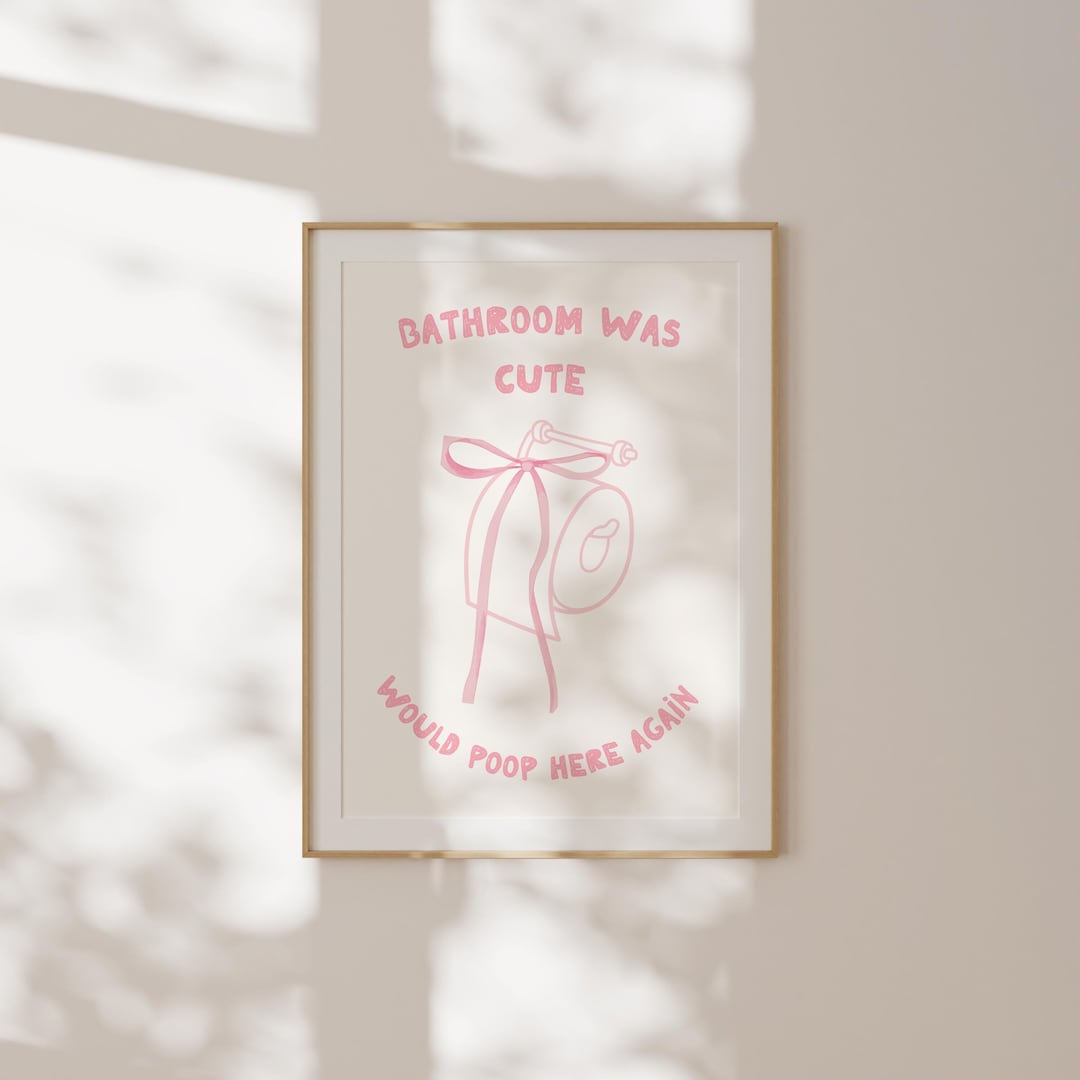 Cute Girls Poop Funny Bathroom Print Unique Decor for Apartment Trendy ...