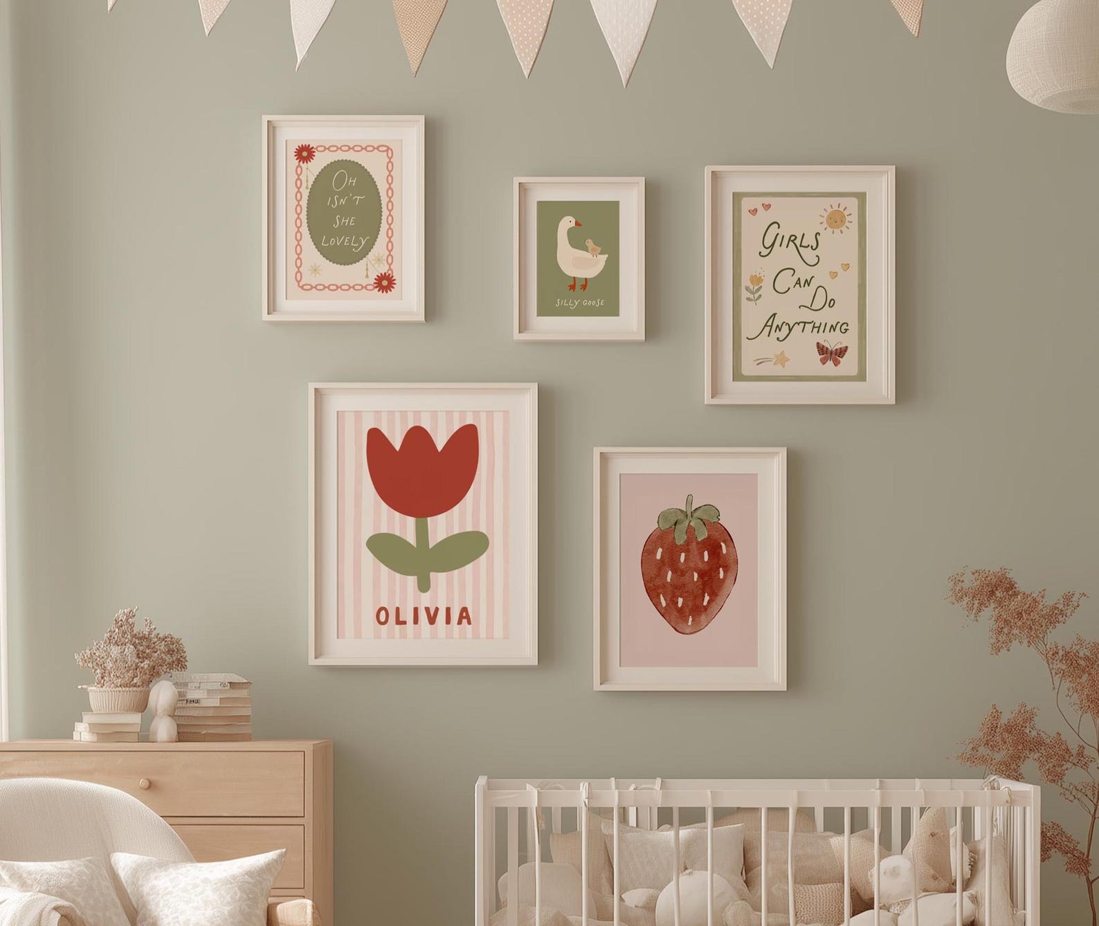 Custom Baby Letter Name and Print Set, Sage Green Nursery Decor ...