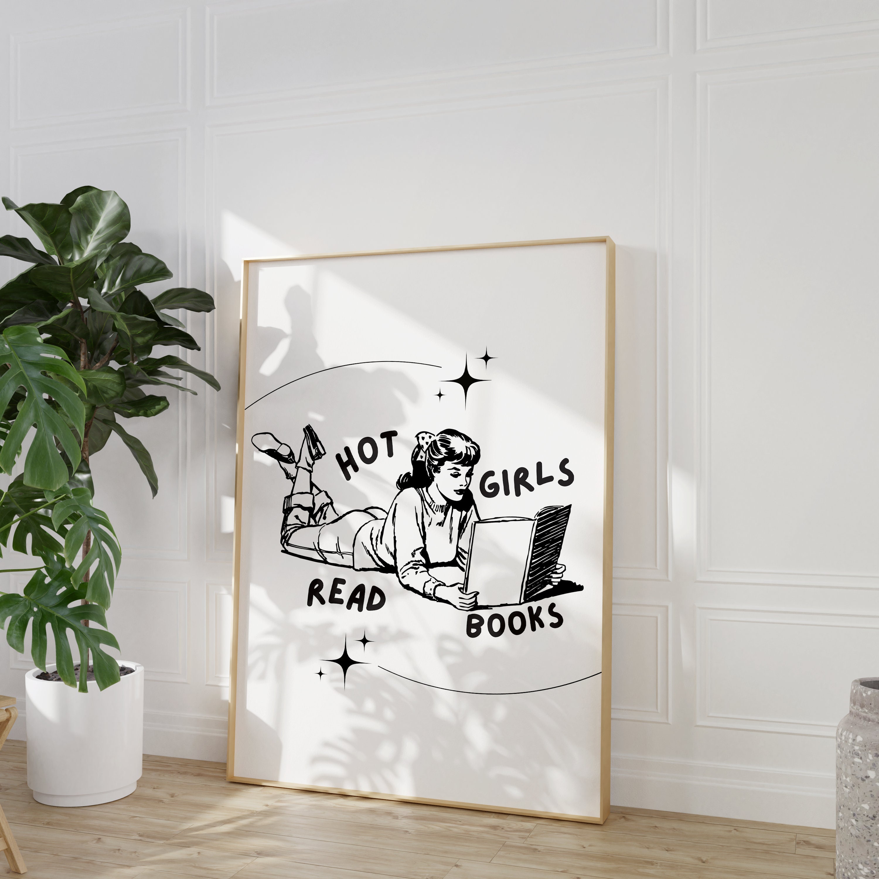 Hot Girls Read Books Retro Wall Print Instant Digital Download - Etsy