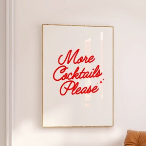 More Cocktails Please Bar Cart Art Print Instant Digital Download Wall ...
