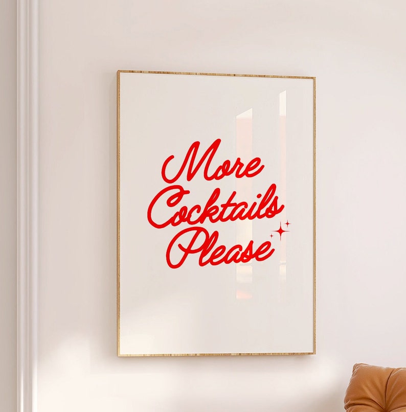 More Cocktails Please Bar Cart Art Print Instant Digital Download Wall ...